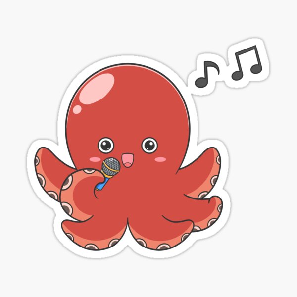 "Cute Singing Octopus" Sticker for Sale by Animster | Redbubble