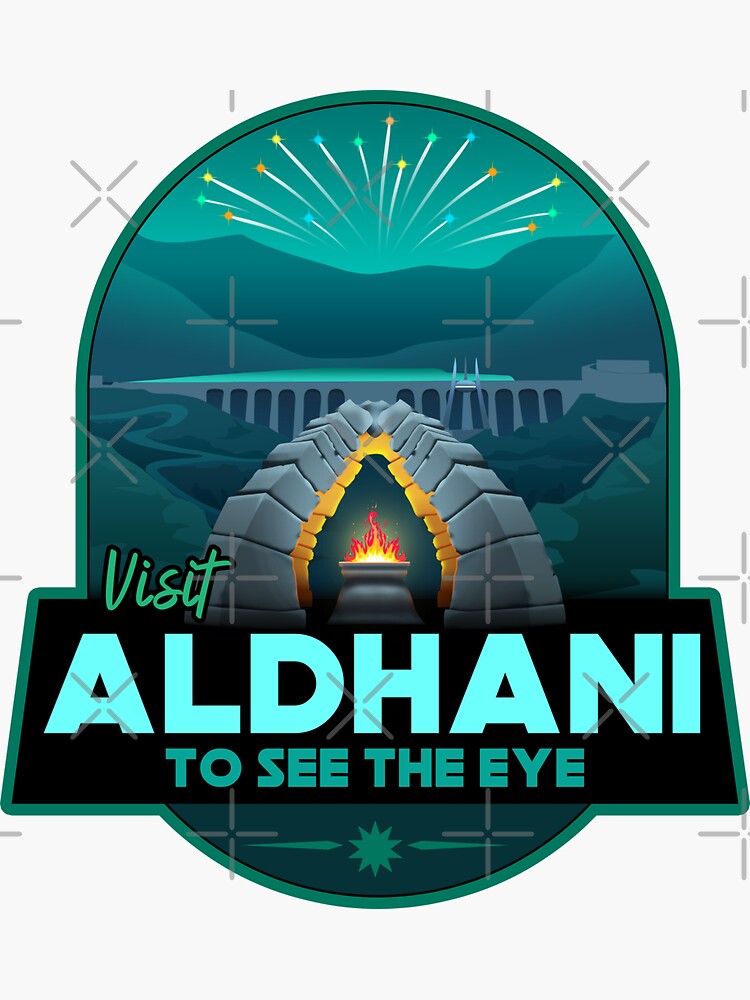 "Visit Aldhani" Sticker for Sale by GrayspellHouse | Redbubble