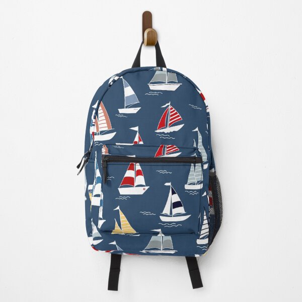 "Nautical Blue Sailboat Pattern" Backpack for Sale by newburyboutique ...