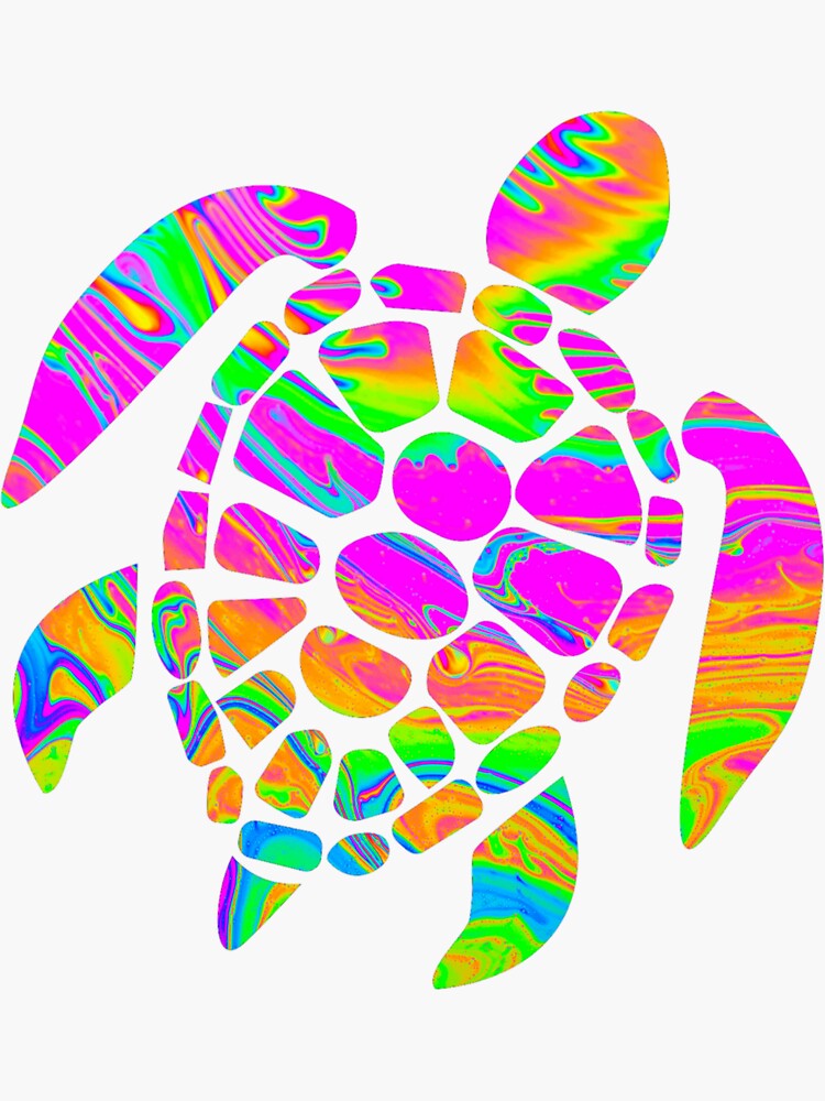 " Tie Dye Turtle Sea Trippy, hippie , rainbow " Sticker for Sale by ...