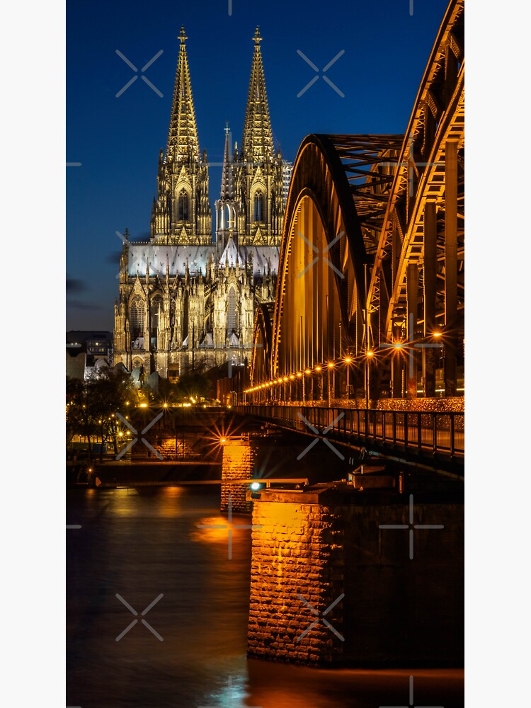 "Hohenzollern Bridge with Cologne Cathedral at the blue hour" Sticker ...