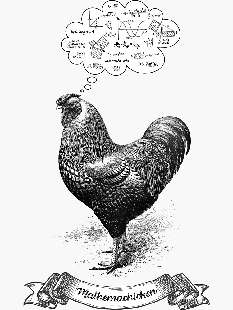 "Mathemachicken Funny Math Chicken Pun Joke" Sticker for Sale by ...