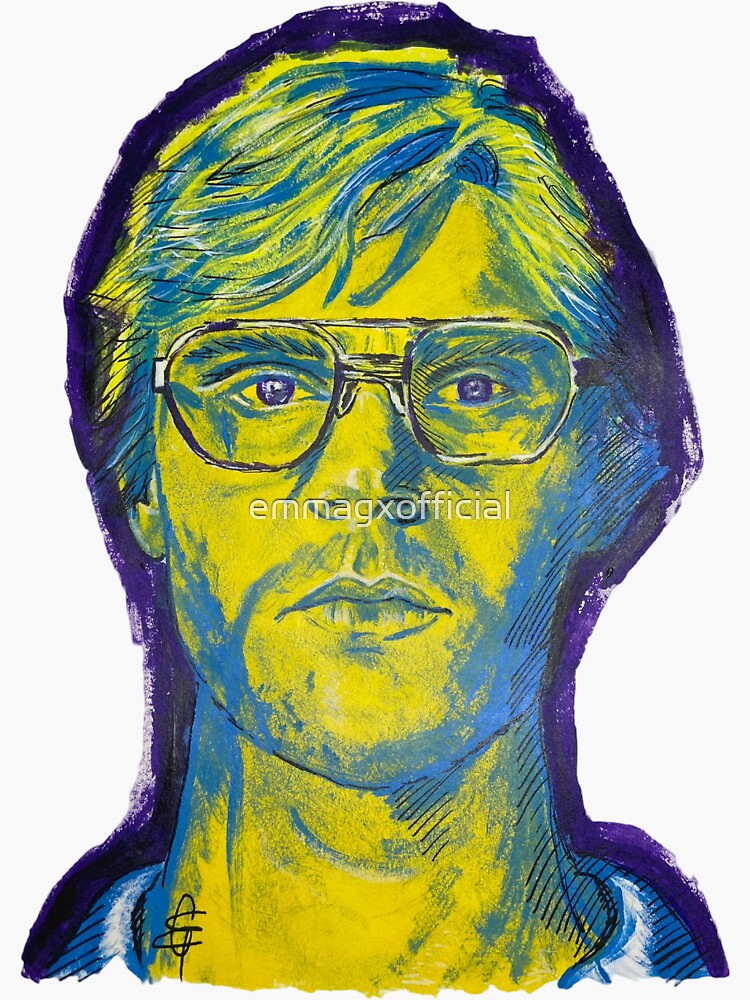 "Evan Peters, Jeffrey Dahmer Acrylic Sketch" Sticker for Sale by ...