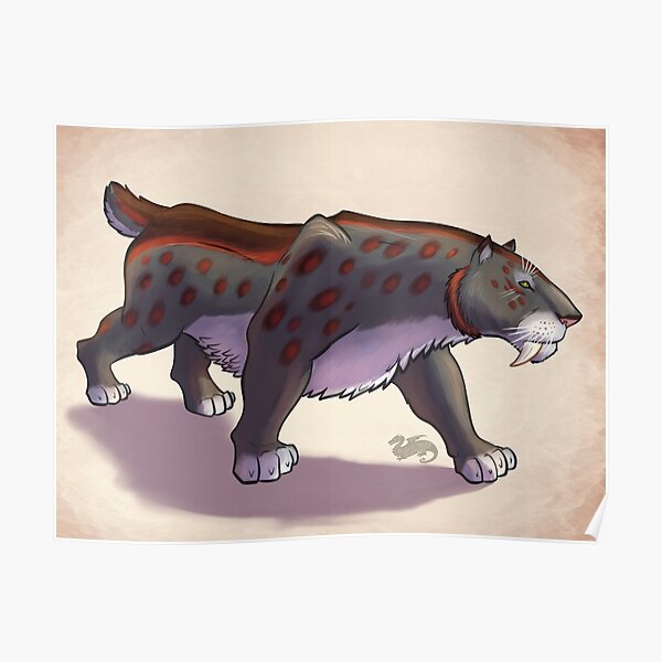 "Paleovember 2022, Smilodon" Poster for Sale by DevinQuigleyArt | Redbubble