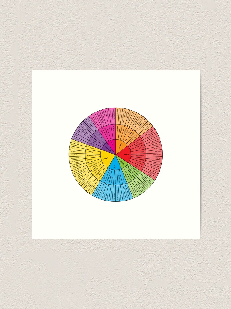 "Wheel of Emotions + Feelings | Rainbow + Black on White | American ...