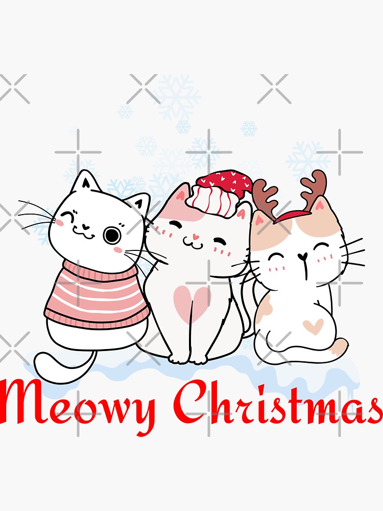 "Funny Cat Meowy Christmas" Sticker for Sale by parisbynight75 | Redbubble