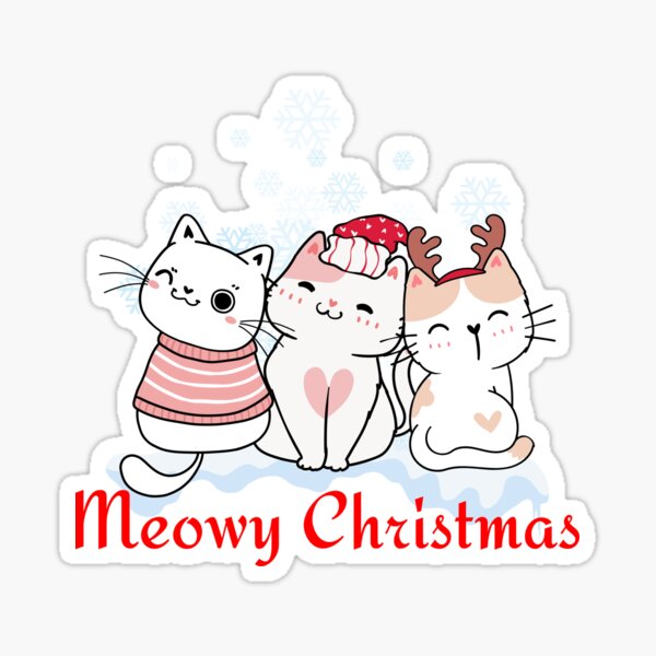 "Funny Cat Meowy Christmas" Sticker for Sale by parisbynight75 | Redbubble