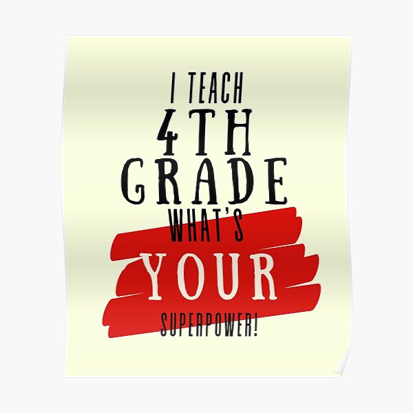 "Superhero 4th Grade Teacher Appreciation" Poster for Sale by ...