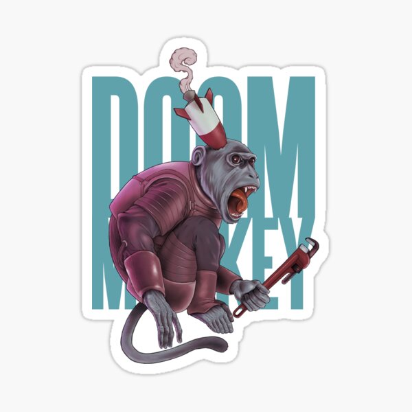 "Doom Monkey (dark)" Sticker for Sale by zeroanderson | Redbubble