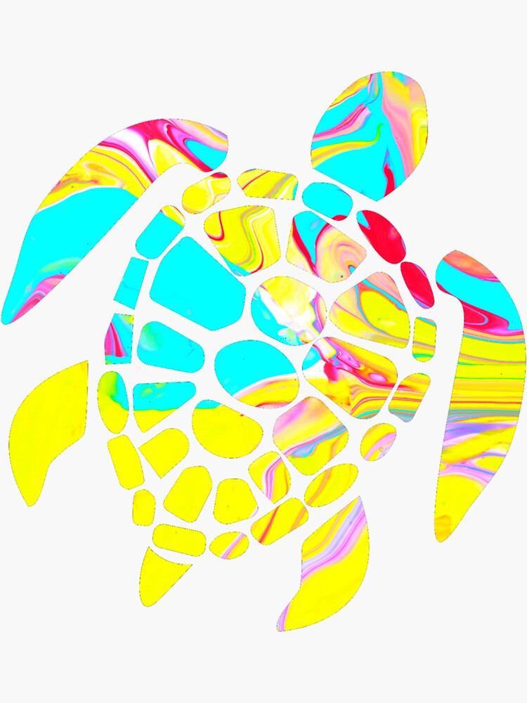 "Yellow Tie Dye Turtle Sea Trippy, hippie , rainbow " Sticker for Sale ...