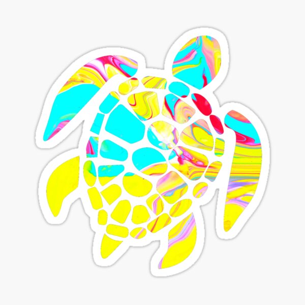 "Yellow Tie Dye Turtle Sea Trippy, hippie , rainbow " Sticker for Sale ...