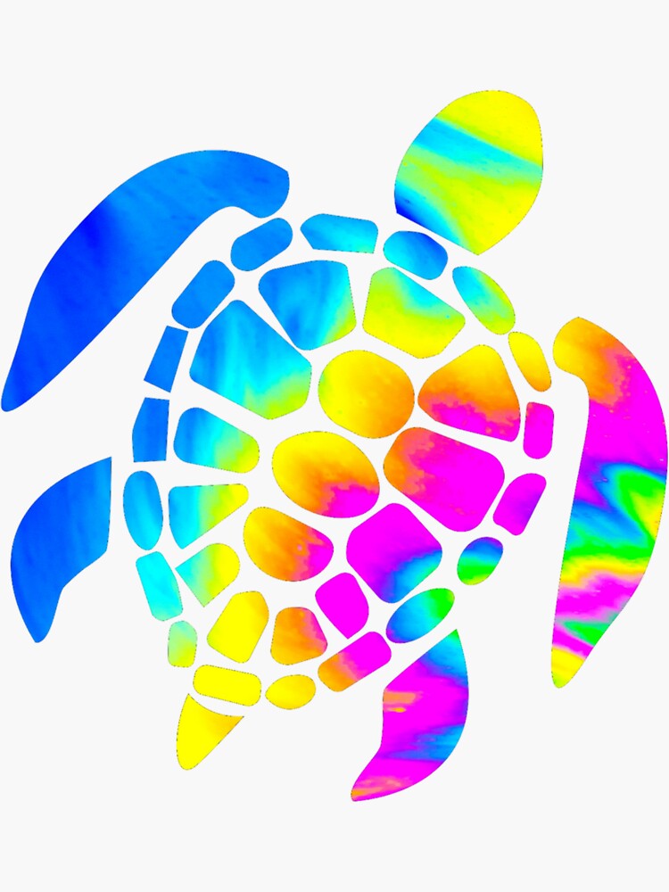 "Rainbow Tie Dye Turtle Sea Trippy, hippie , rainbow " Sticker for Sale ...