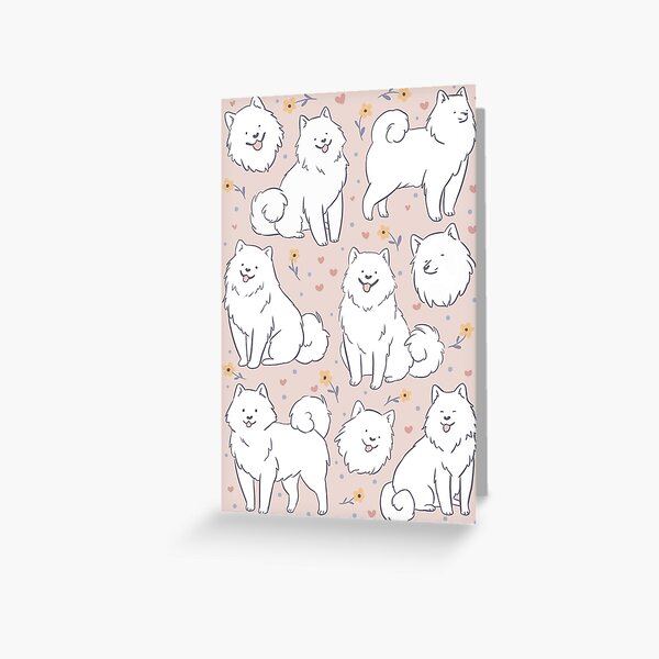 "9 Samoyed pack cute fluffy dog " Greeting Card for Sale by ...