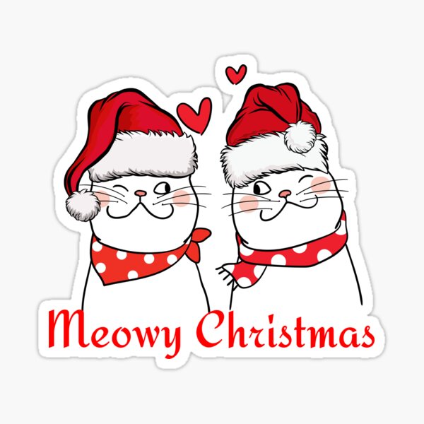 "Funny Cat Meowy Christmas" Sticker by parisbynight75 | Redbubble