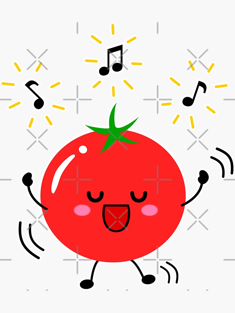 "Happy dancing tomato (Dark grey BG)" Sticker for Sale by mixMixtli ...