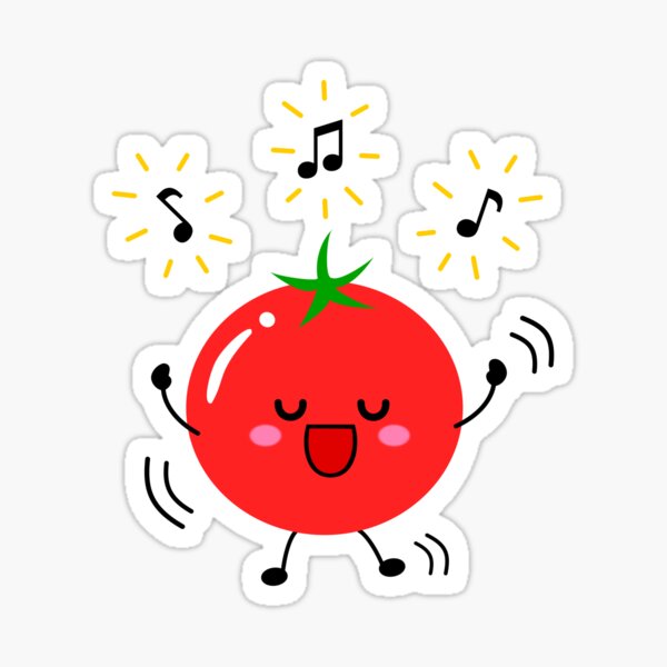 "Happy dancing tomato (Dark grey BG)" Sticker for Sale by mixMixtli ...