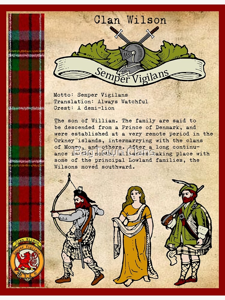 "Clan Wilson Family History Poster" Poster for Sale by BagTown Clans ...