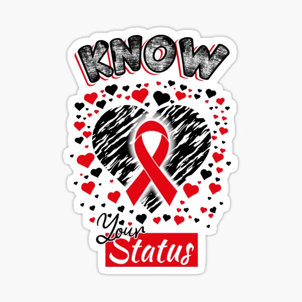 " Know Your Status Red Ribbon Hiv & Aids Awareness Virus " Sticker for ...
