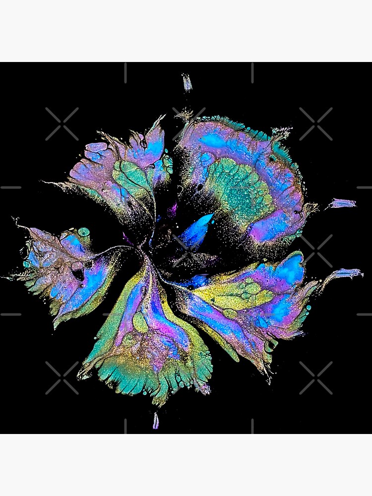 "Metallic Mermaid Fin Abstract Acrylic Bloom Pour Art" Sticker for Sale ...