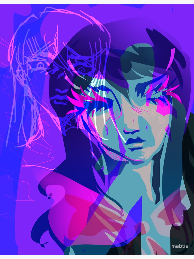 "blue sayaka" Sticker for Sale by mabtis | Redbubble