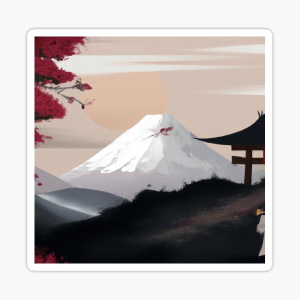 "Mount Fuji San, Japanese art Mount Fuji" Sticker for Sale by SalSunny ...