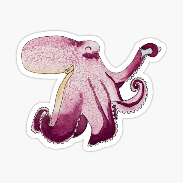 "Happy Octopus Fish Snack" Sticker for Sale by Cynicky | Redbubble