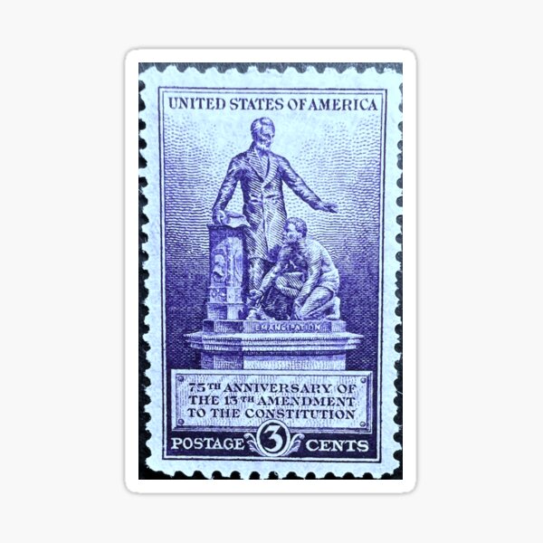 "13th Amendment of the Constitution Vintage Postage Stamp" Sticker for ...
