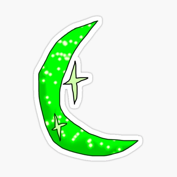 "Crescent Green Sparkly Moon" Sticker for Sale by Usagicollection ...