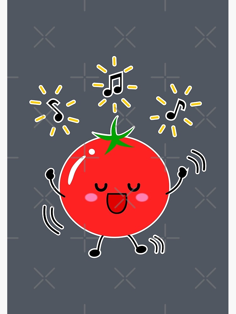 "Happy dancing tomato (Dark grey BG)" Poster for Sale by mixMixtli ...