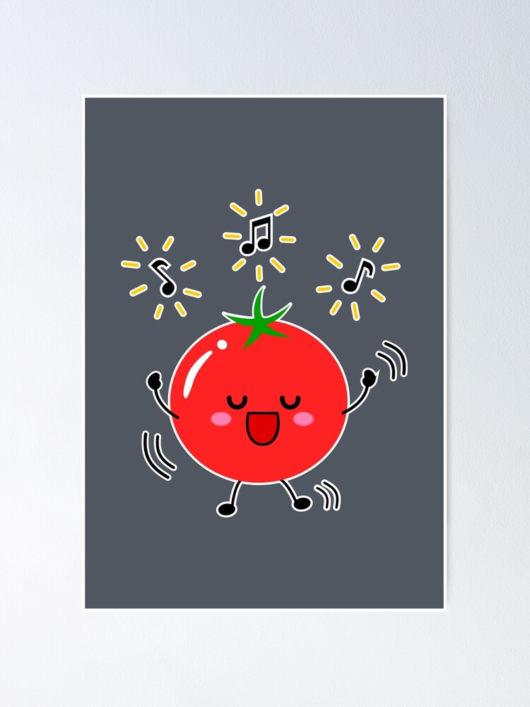 "Happy dancing tomato (Dark grey BG)" Poster for Sale by mixMixtli ...