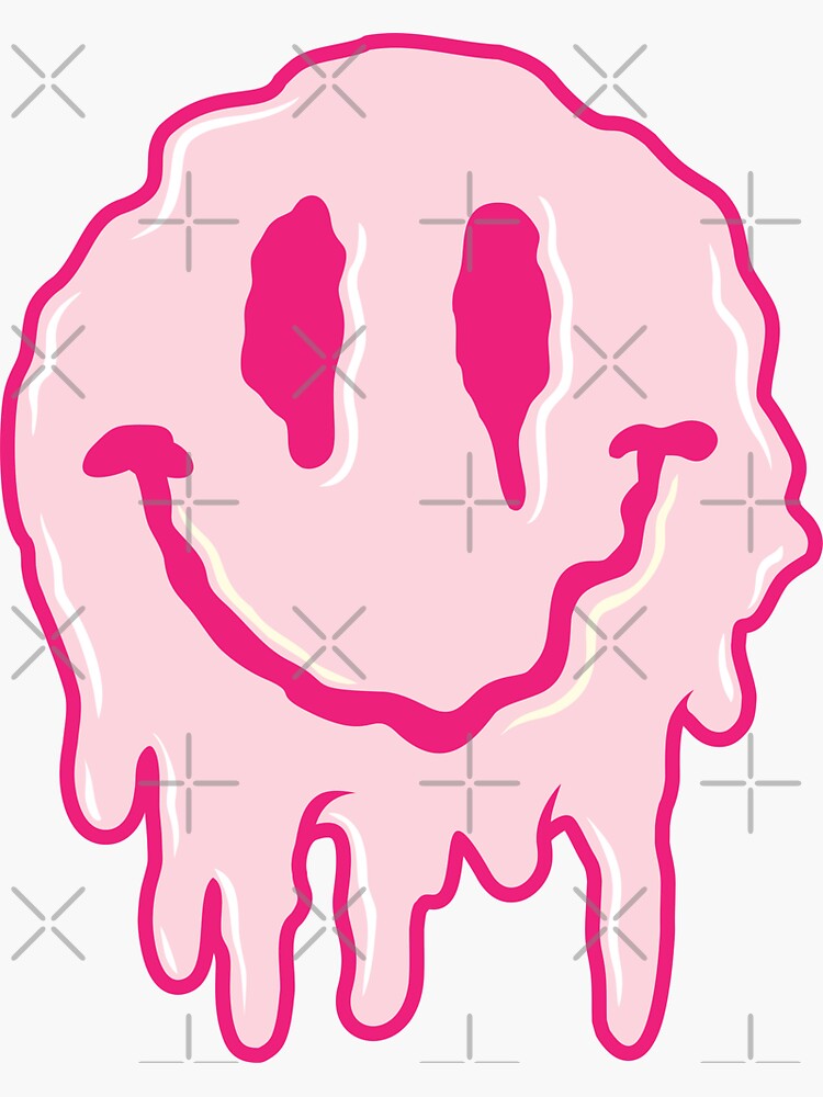 "Melted Happy Face Pink" Sticker for Sale by vasebrothers | Redbubble