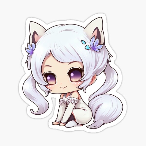 "Cute Chibi Fox Girl" Sticker for Sale by A-Artistries | Redbubble