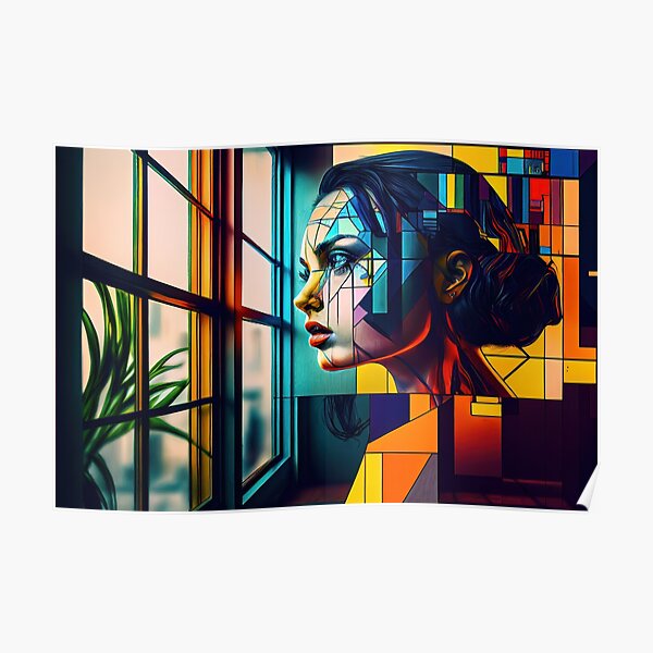 "Ai Generated Woman behind a window as Modern Art Poster" Poster for ...