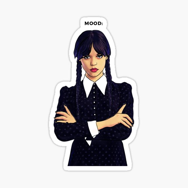"Wednesday Addams Mood " Sticker for Sale by katehofstad | Redbubble
