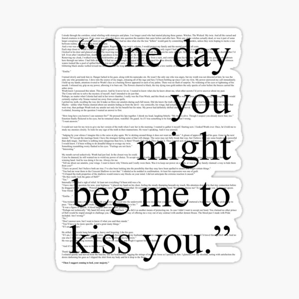"Beg Me to Kiss You - KOTC " Sticker for Sale by bookswithjulz | Redbubble