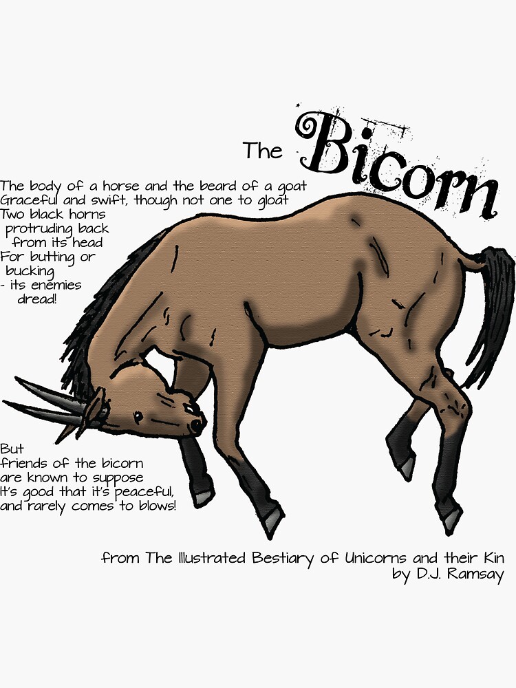 "Unicorns and their Kin - Bicorn" Sticker for Sale by Ramsayman | Redbubble