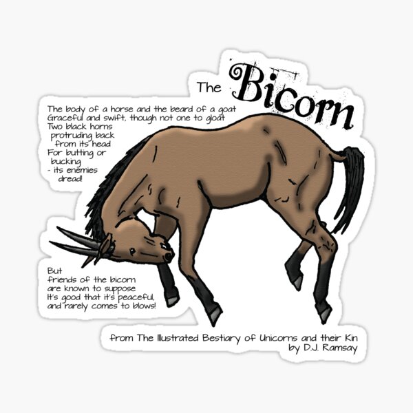 "Unicorns and their Kin - Bicorn" Sticker for Sale by Ramsayman | Redbubble