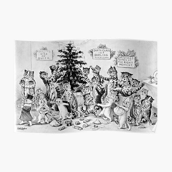 "Louis Wain Cats Illustration of Christmas Time" Poster for Sale by ...
