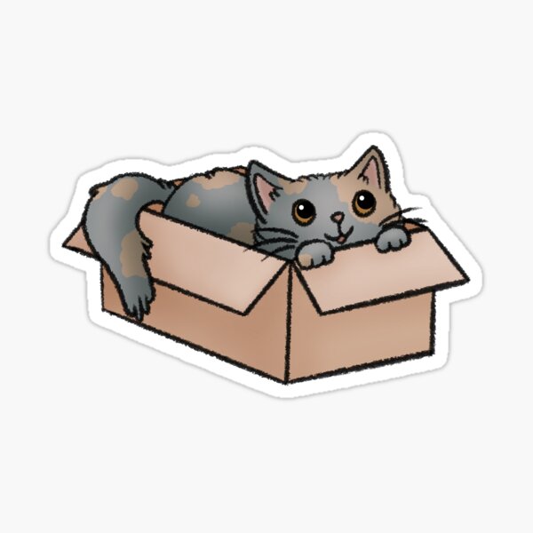 "Cute Muted Tortie Cat In A Box" Sticker for Sale by Zephyr-Studio ...