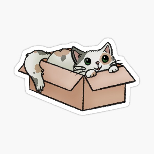 "Cute Muted Calico Cat In A Box" Sticker for Sale by Zephyr-Studio ...