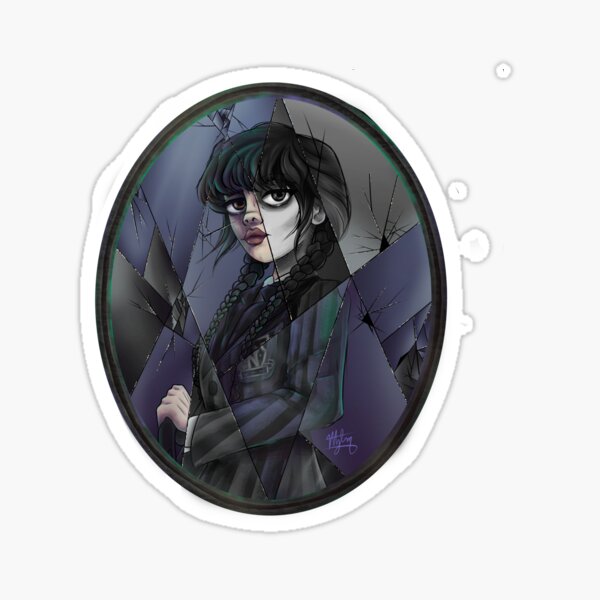 "Wednesday Addams Broken Mirror Merch Netflix 2022" Sticker for Sale by ...