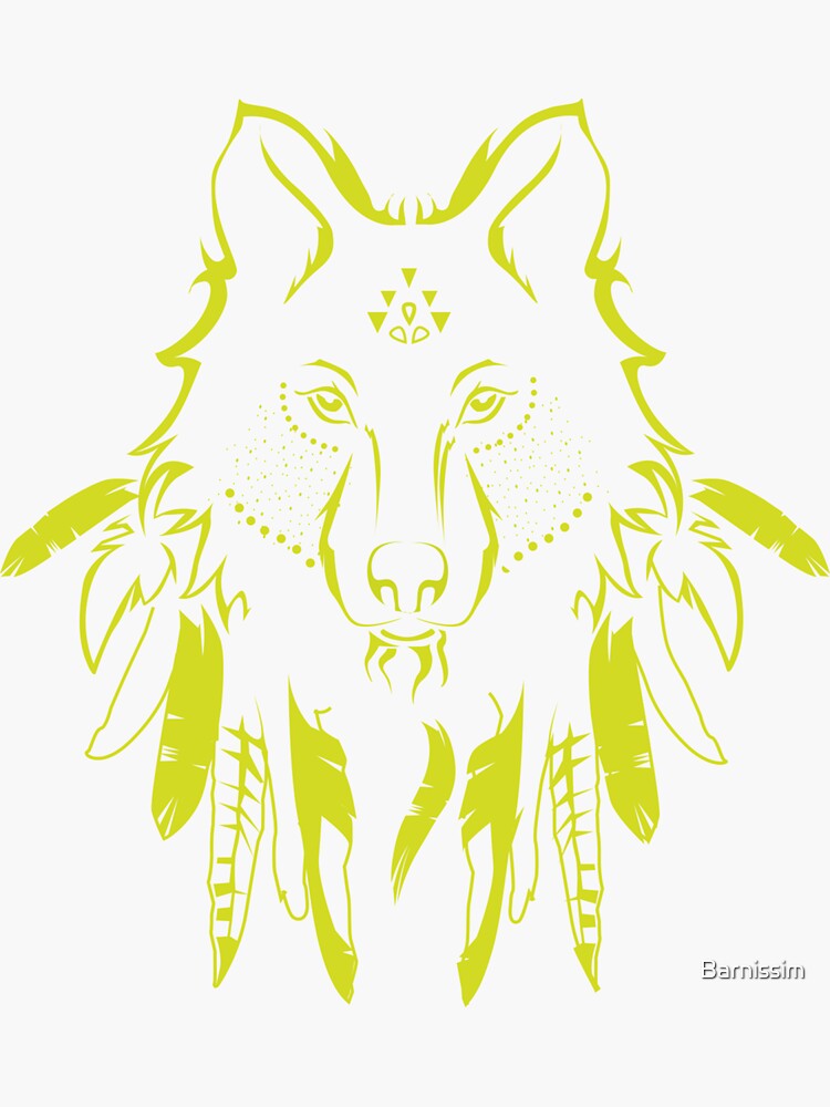 "Wolf Tribe Glowing Yellow" Sticker for Sale by Barnissim | Redbubble