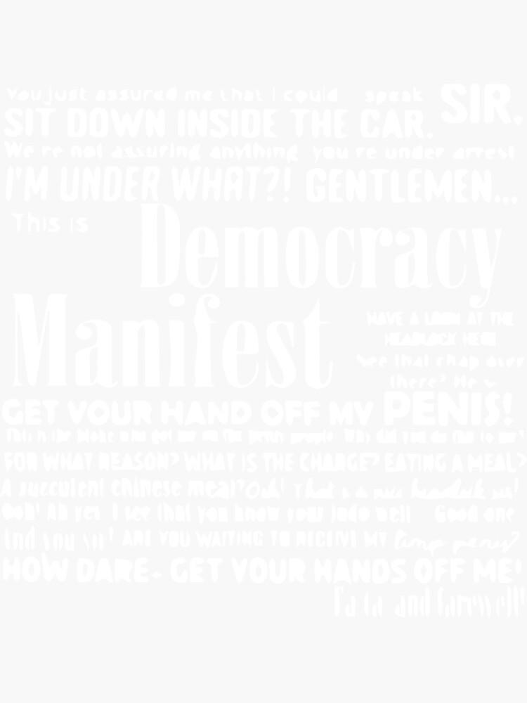 "Democracy Manifest " Sticker for Sale by TheVisualPrinte | Redbubble