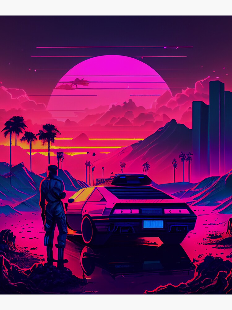 "Retrowave Synthwave 80s Design For The Eighties Music Lovers" Sticker ...