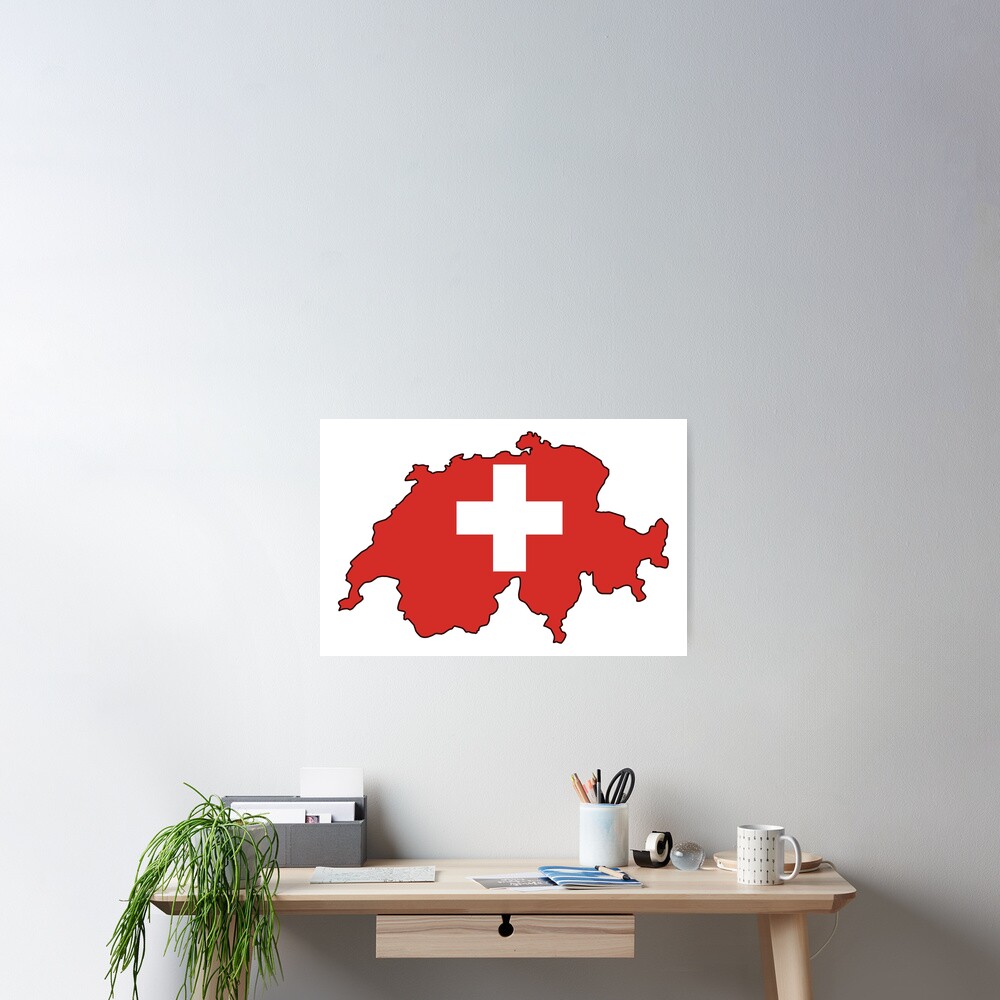 "Switzerland Flag Map" Poster for Sale by lilyandart | Redbubble