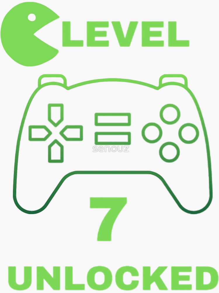 "Level 7 Unlocked Funny Video Gamer" Sticker for Sale by senouz | Redbubble