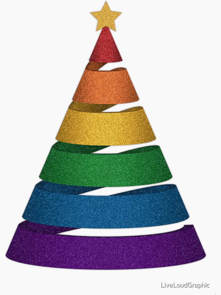 "Large Spiral LGBTQ Pride Rainbow Christmas Tree Vector" Sticker for ...