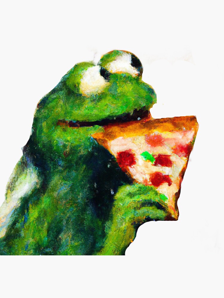 "Kermit The Frog Eating a Slice Of Pizza" Sticker for Sale by NewNY ...