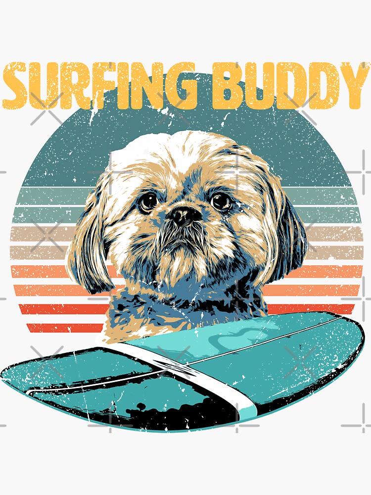 "Surfing Buddy - Funny & Cute Shih tzu" Sticker for Sale by ...