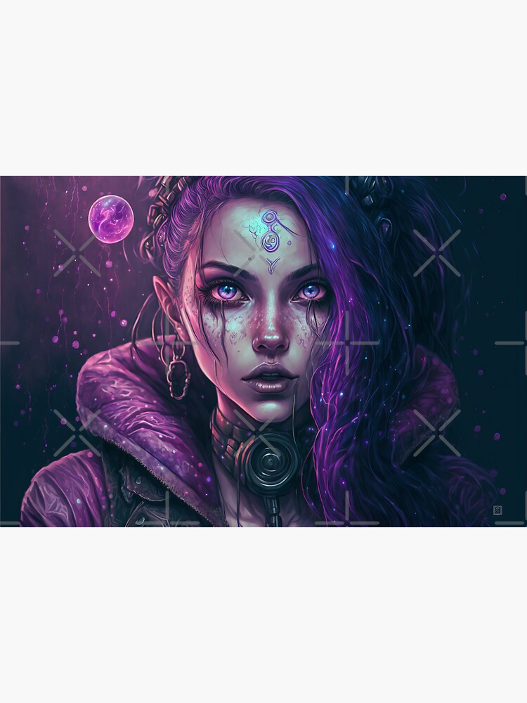 "Purple Fantasy Portrait" Sticker for Sale by kaileena-ai | Redbubble
